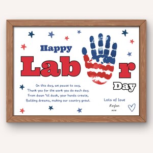 Labor Day Handprint Printable Craft, Labor Day Handprint Art, Patriotic ...