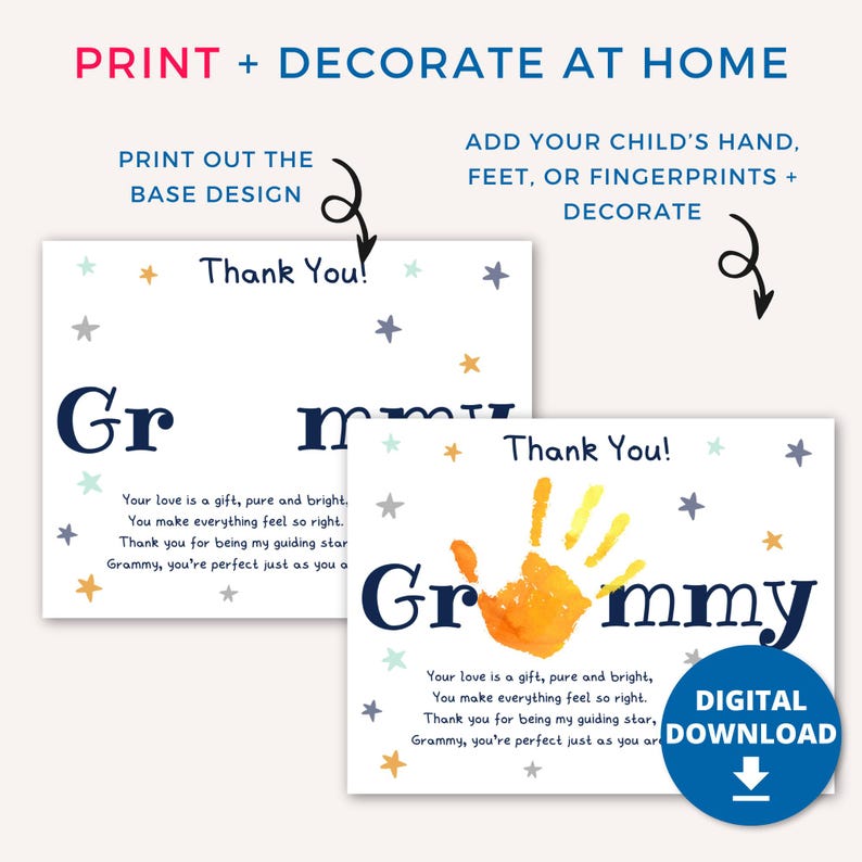 Grammy Thank You Handprint Craft, Grandma Handprint Art, Grandma ...