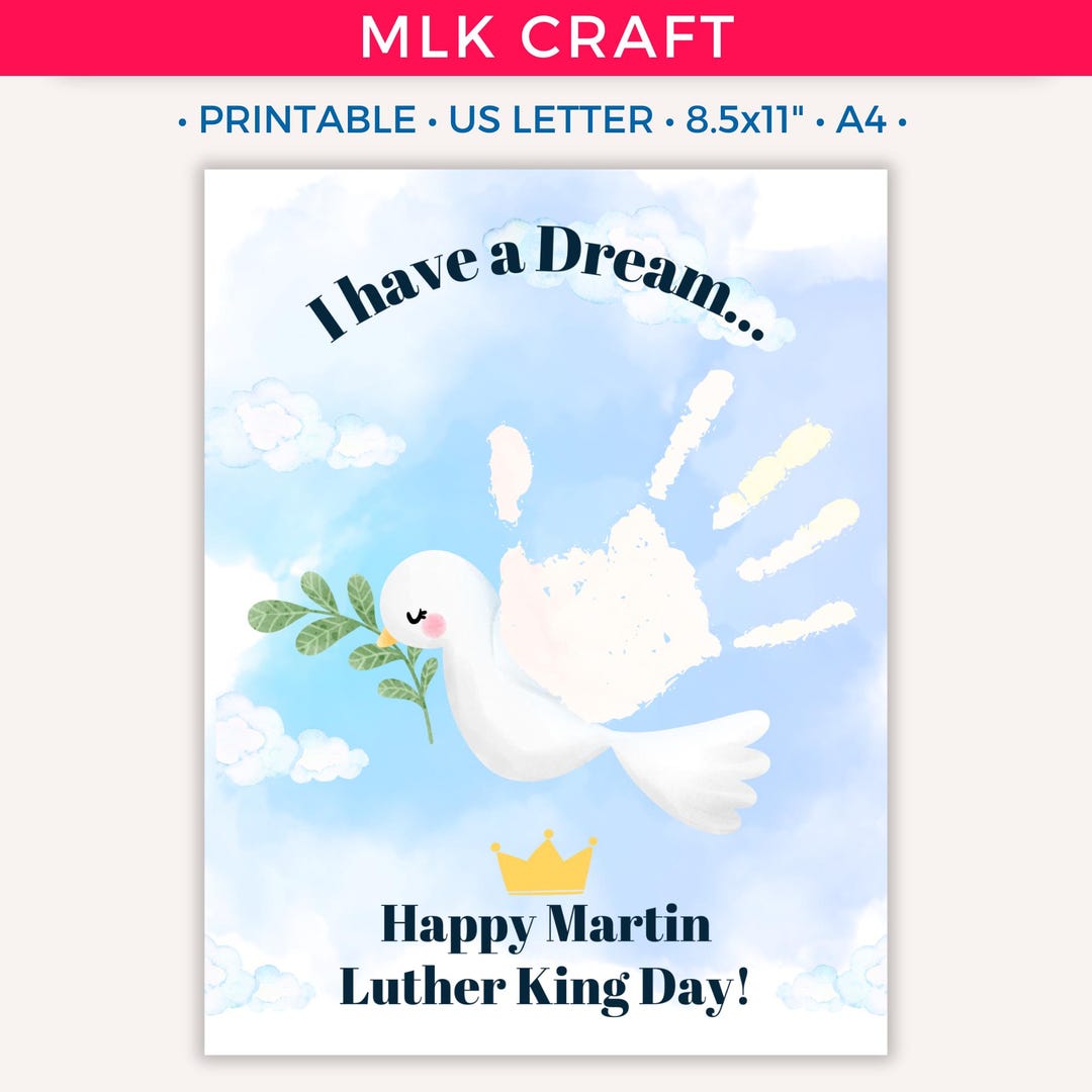 MLK Handprint Craft Printable, Martin Luther King Day Handprint Art for ...