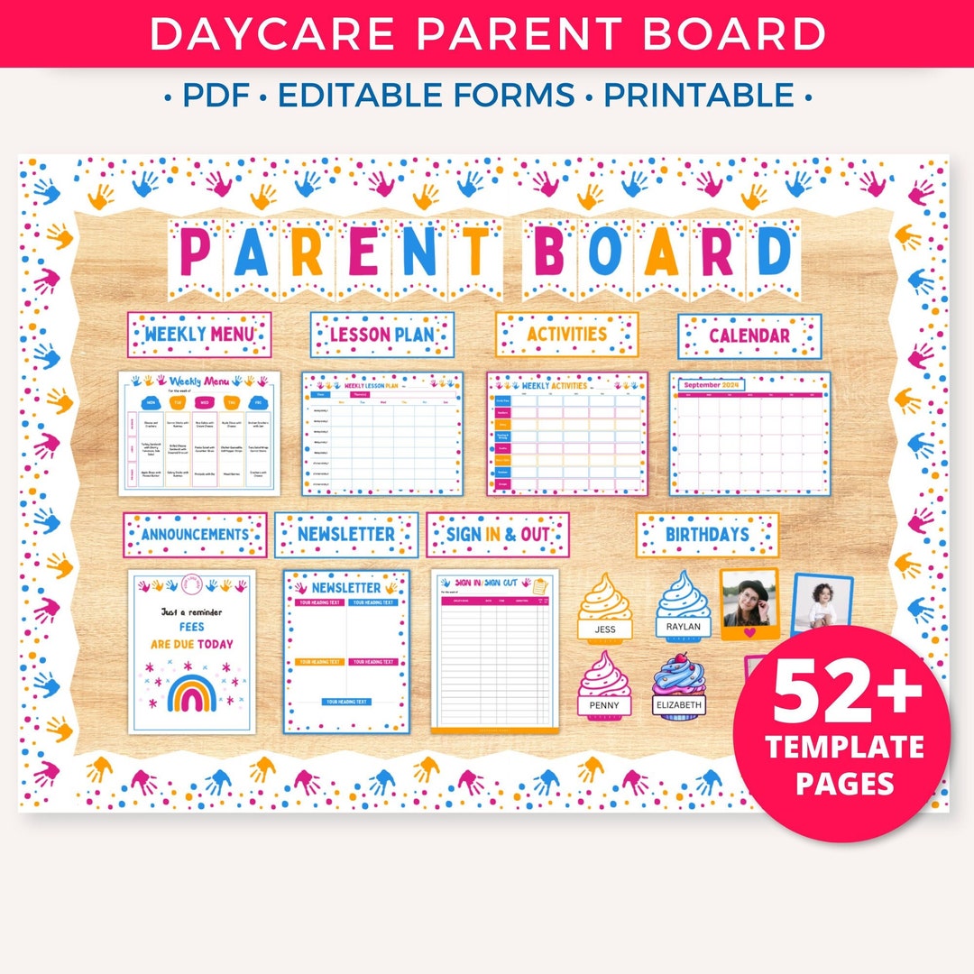 Parent Board Daycare Bulletin Board Kit, Daycare Forms, Childcare ...