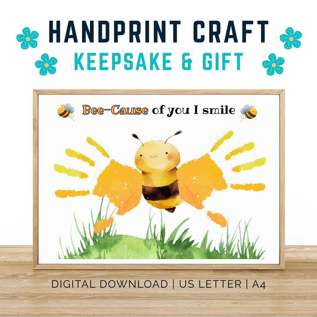 Grandma Bee Handprint Birthday Card Craft, Handprint Art DIY Birthday ...