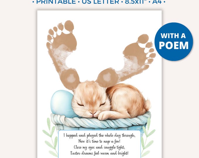 Bunny Handprint Craft Preschool Printable, Easter Handprint With Poem ...