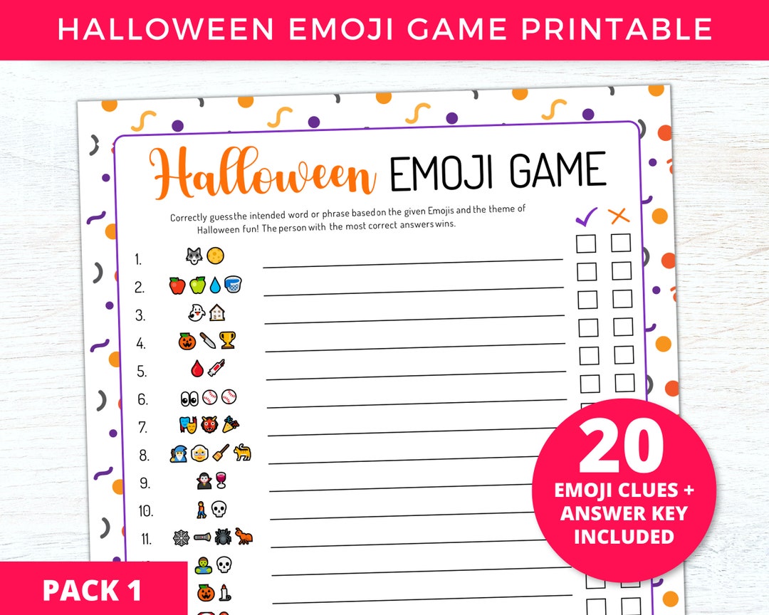 Halloween Emoji Game Puzzle Halloween Printable Party Games & - Etsy