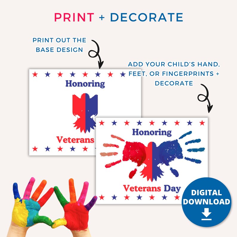 Veterans Day Handprint Art Bundle, Veterans Day Handprint Craft ...