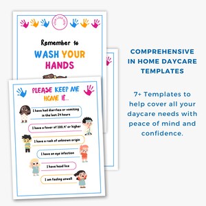 In Home Daycare Sickness Policy Poster, Health and Safety Daycare Forms ...