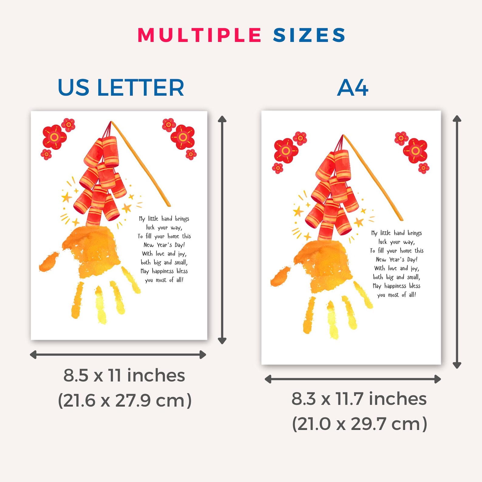 Lunar New Year Handprint Printable Craft 2025, Chinese New Year ...