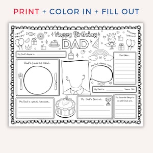 Happy Birthday Dad Coloring Page, All About My Dad, Happy Birthday Dad ...
