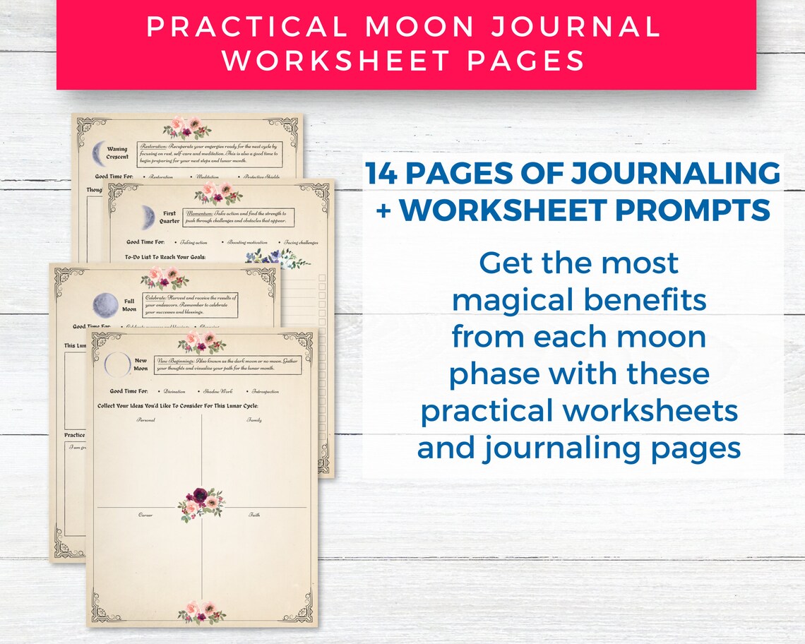 Moon Phases Printable Witch Magic Grimoire Pages Witchcraft - Etsy