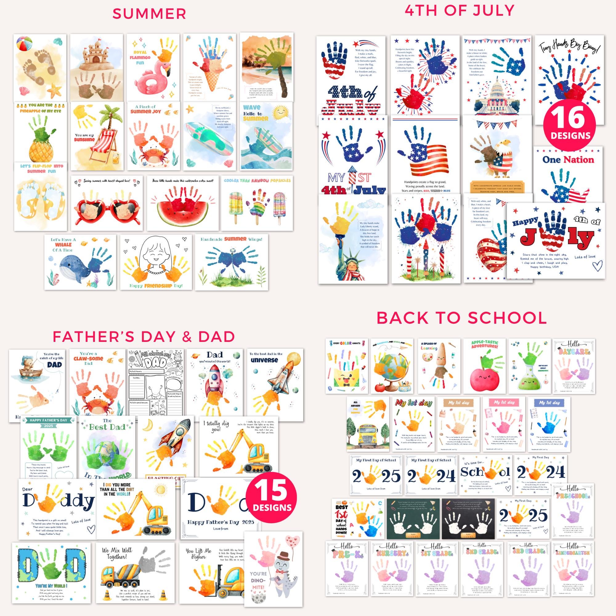 Mega Handprint Craft Bundle, Handprint Craft for Kids Toddler ...