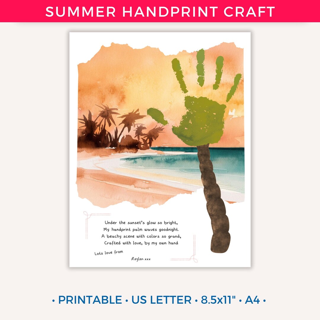 Summer Handprint Printable Craft, Summer Handprint Art, Summer Crafts ...