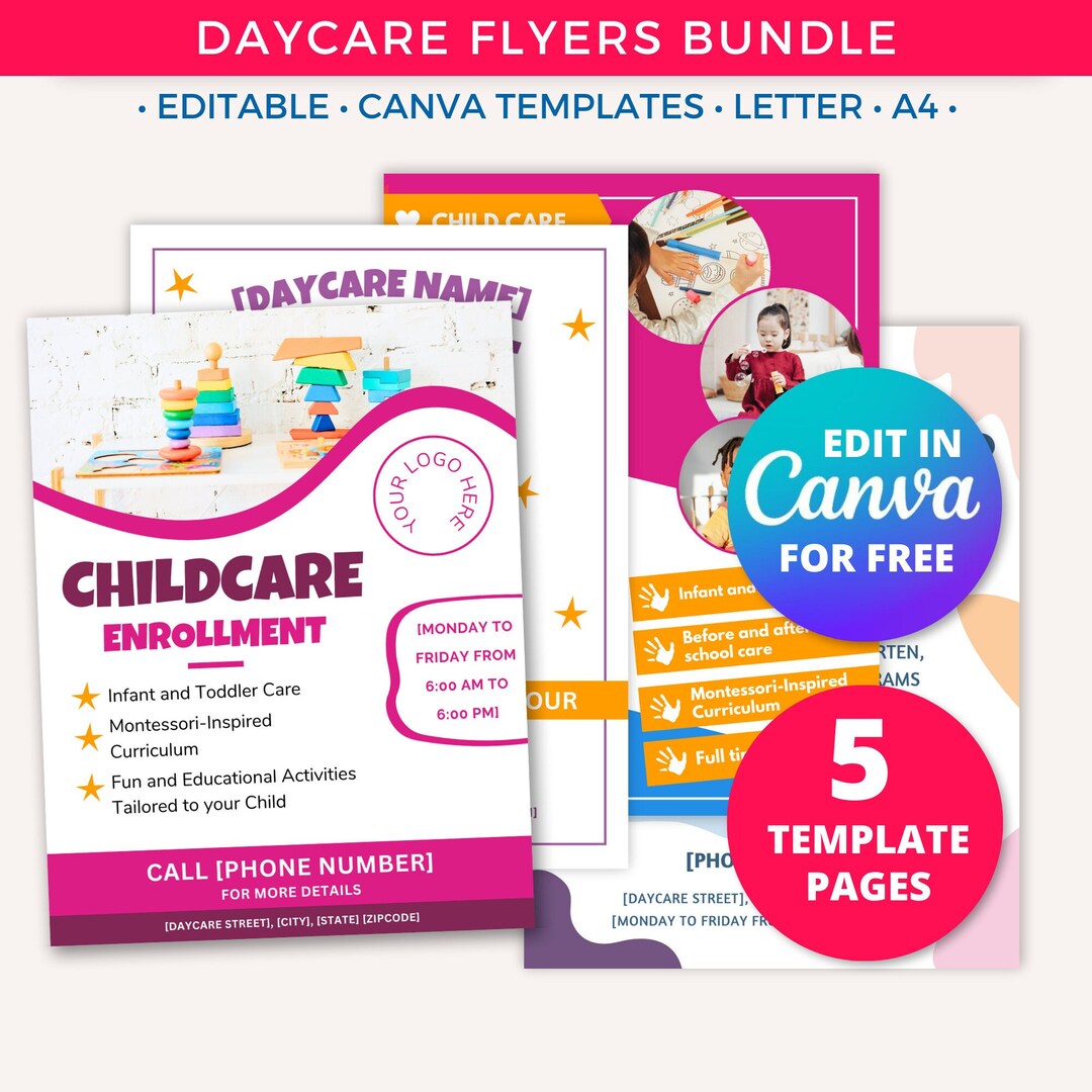 Home Daycare Flyer Bundle, Editable Daycare Flyers, Daycare Forms ...