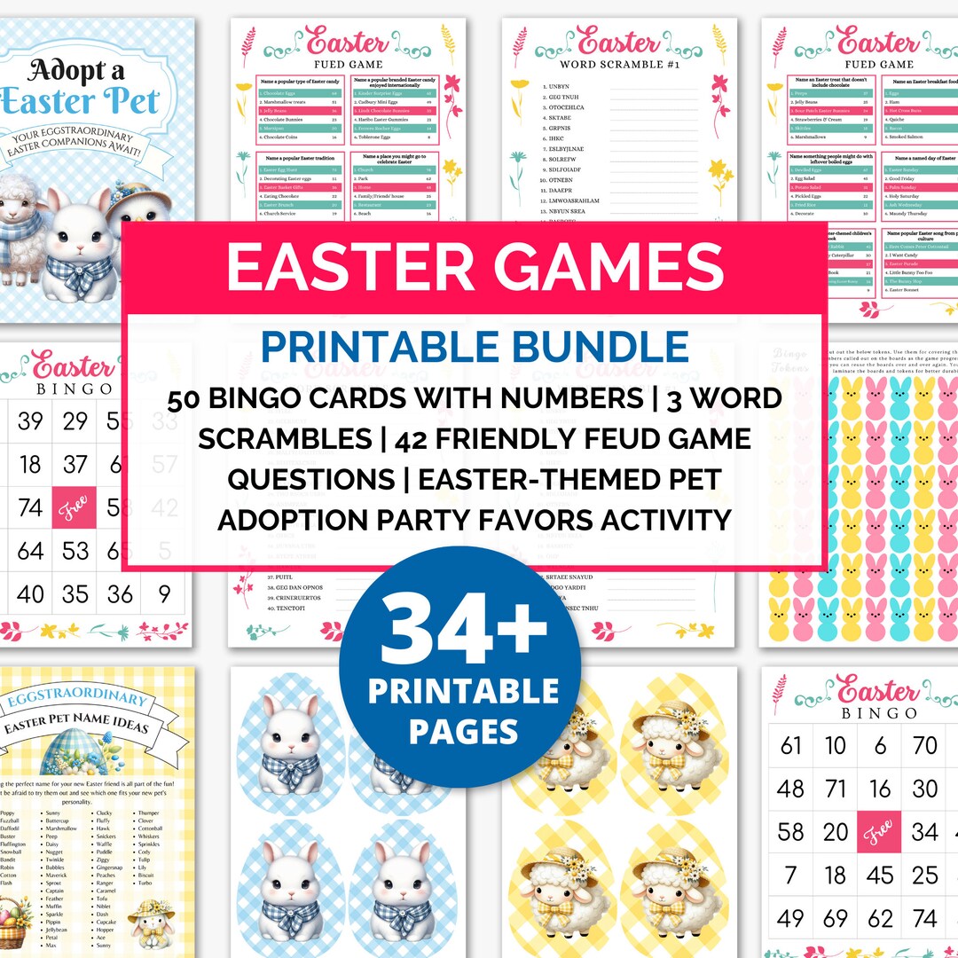 Easter Game Bundle for Kids & Family, Easter Party Games Printable ...