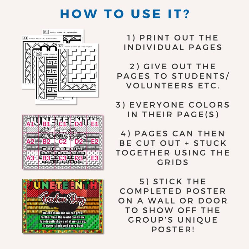 Juneteenth Collaborative Poster Printable Craft, Bulletin Board Art ...