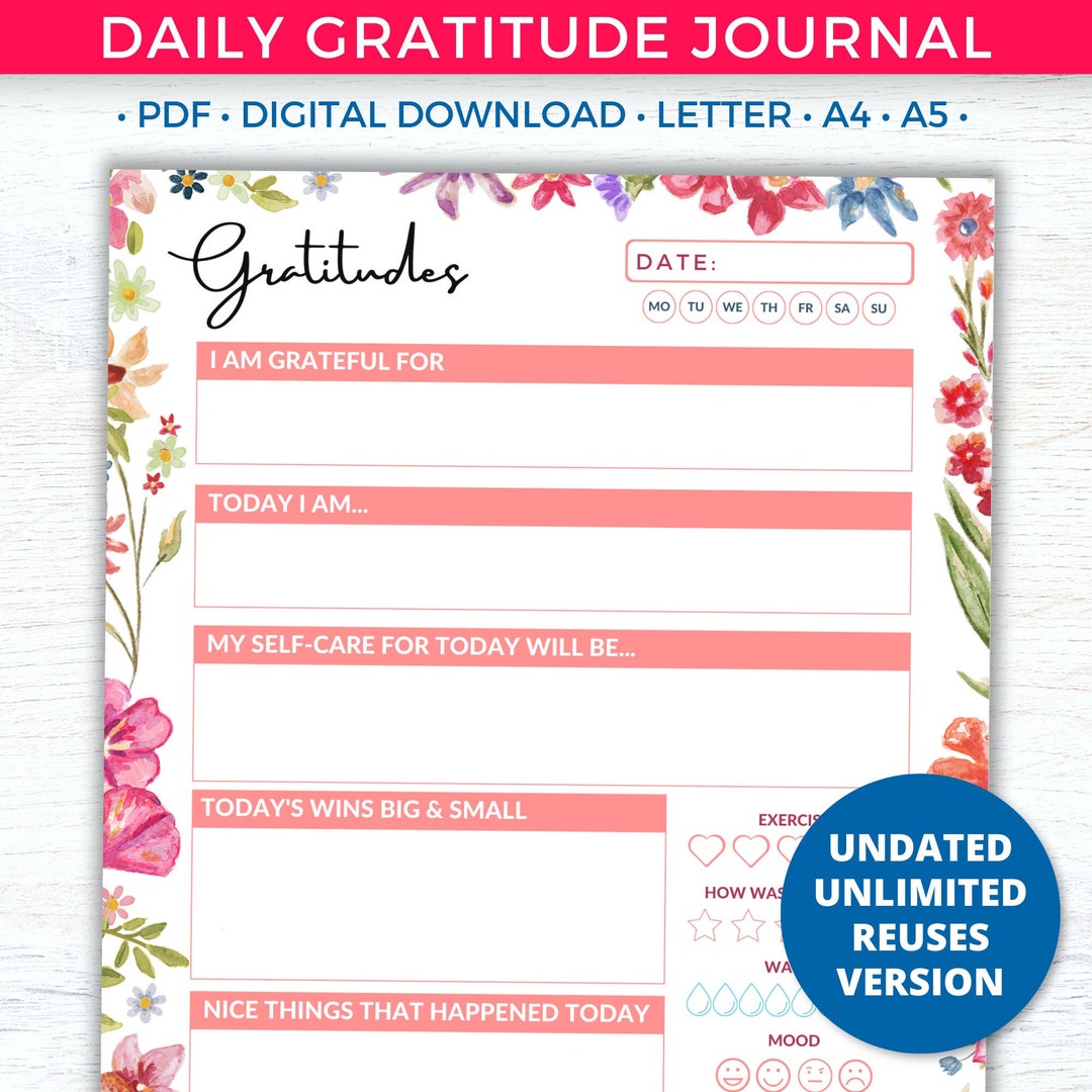Daily Gratitude Journal Printable & Manifestation Journal | Self Care ...