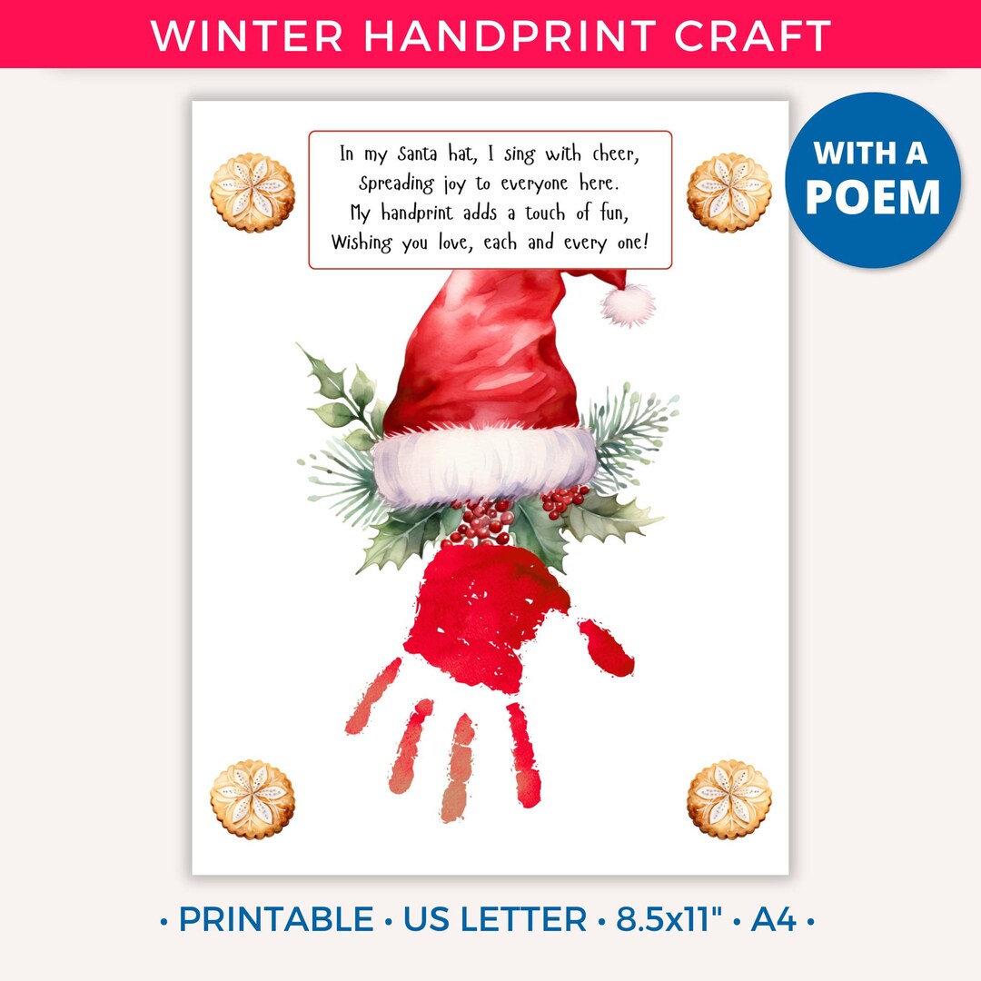 Christmas Winter Handprint Craft, Winter Handprint Art Printable for ...