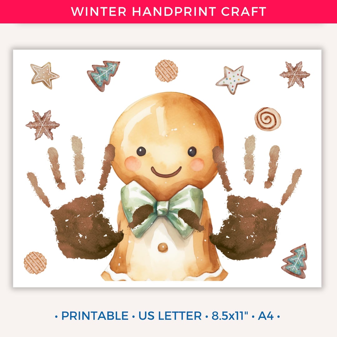 Christmas Gingerbread Man Handprint Art, Christmas Printable Handprint ...