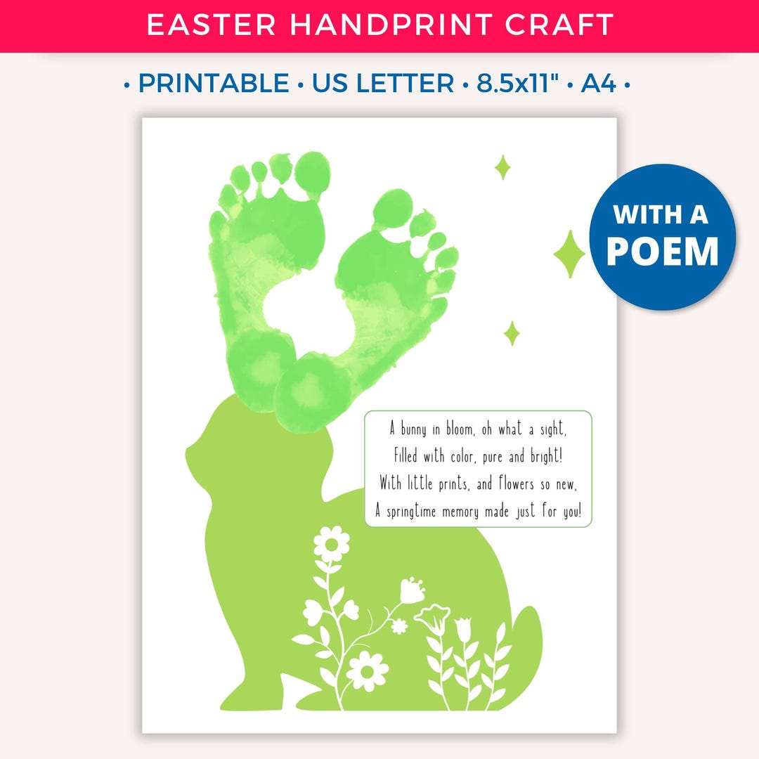 Easter Handprint Craft, Printable Easter Bunny Handprint Art for Kids ...