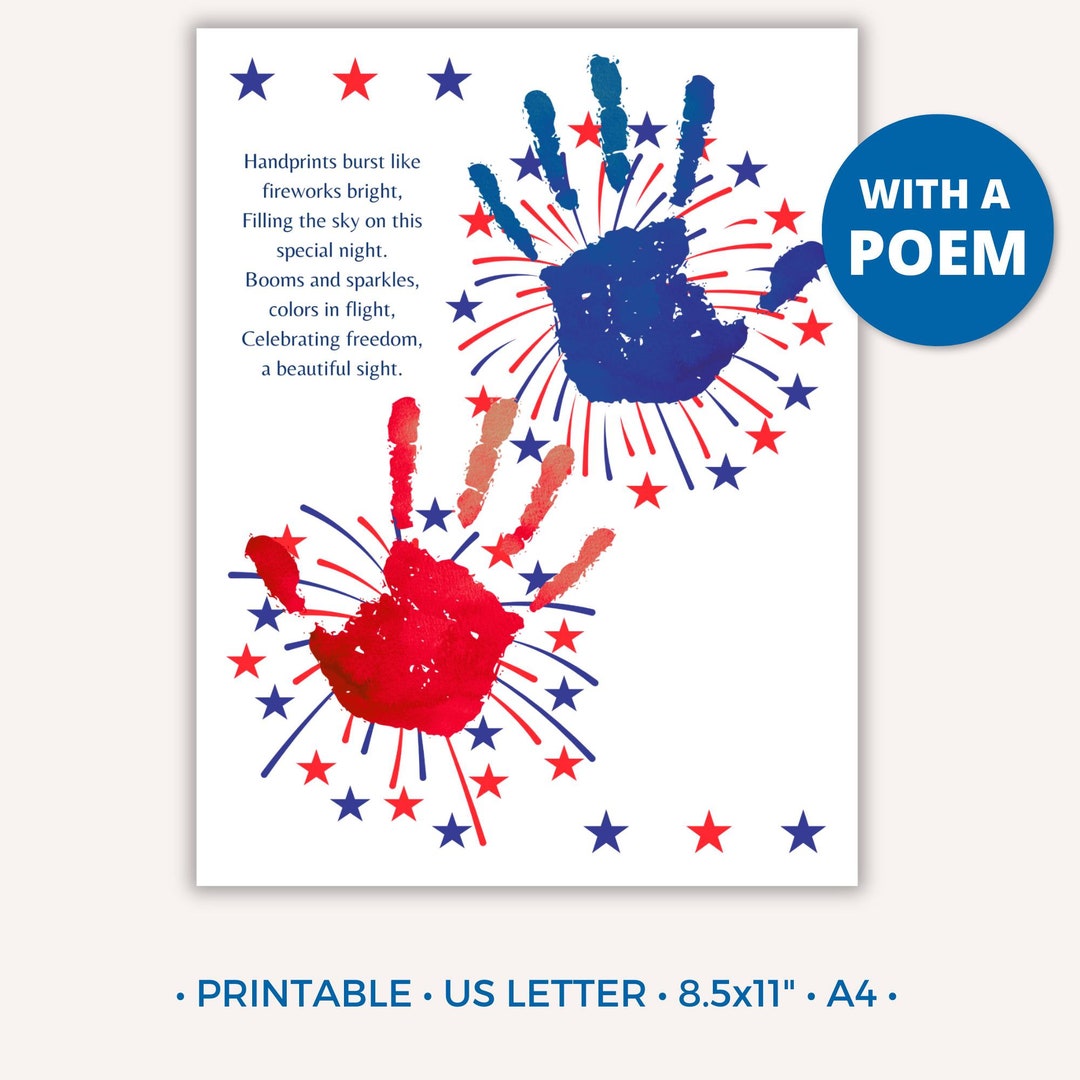 Labor Day Handprint Printable Craft, Labor Day Handprint Art, Patriotic ...