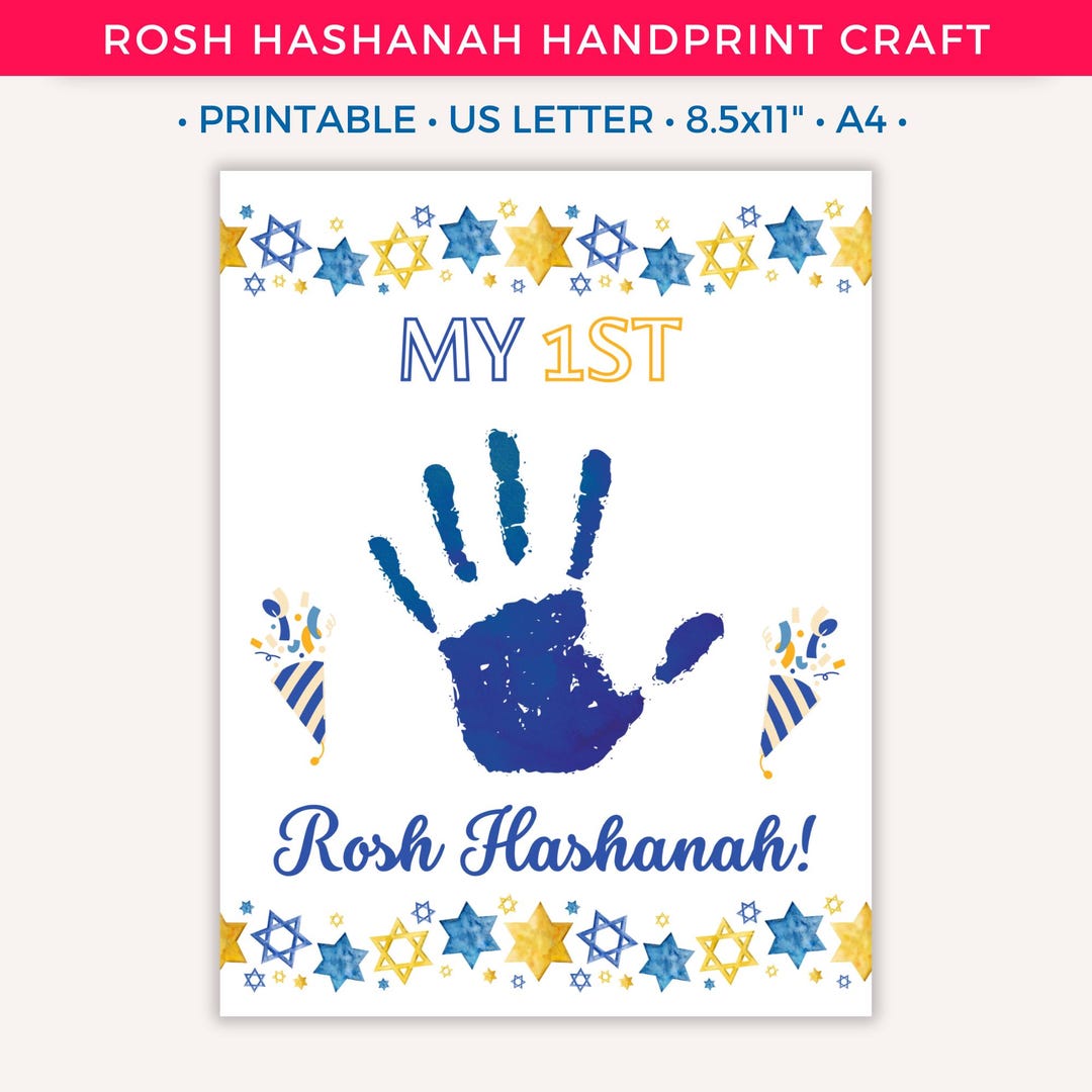 Rosh Hashanah Handprint Craft, Rosh Hashanah Printable Jewish New Year ...