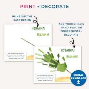 Palm Sunday Handprint Art Craft, Printable Kids Activity, Easter Bible ...