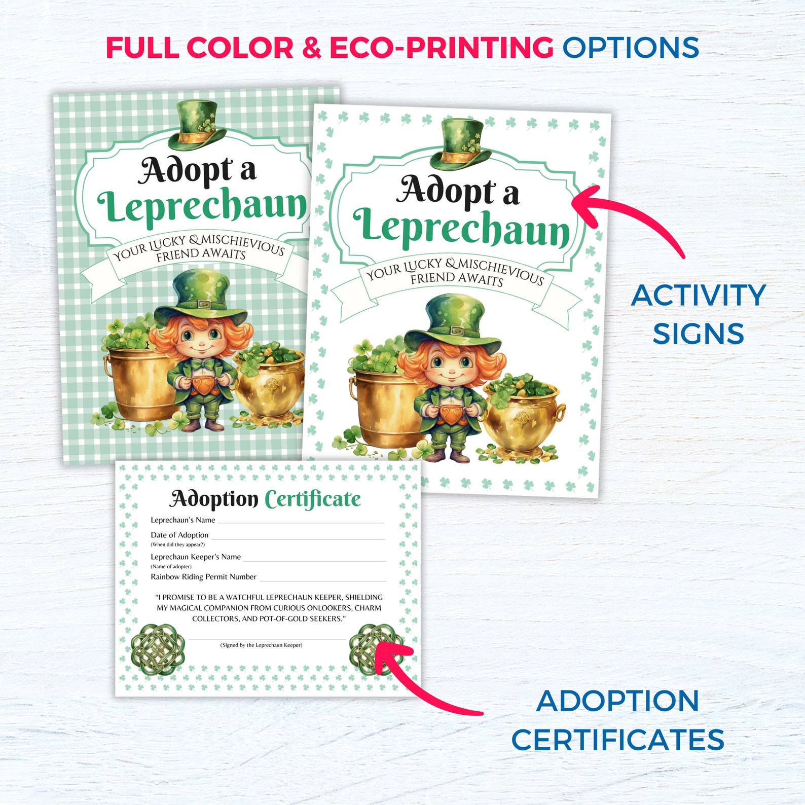 St Patricks Day Games Printable Adopt a Leprechaun Party Favors, Pet ...