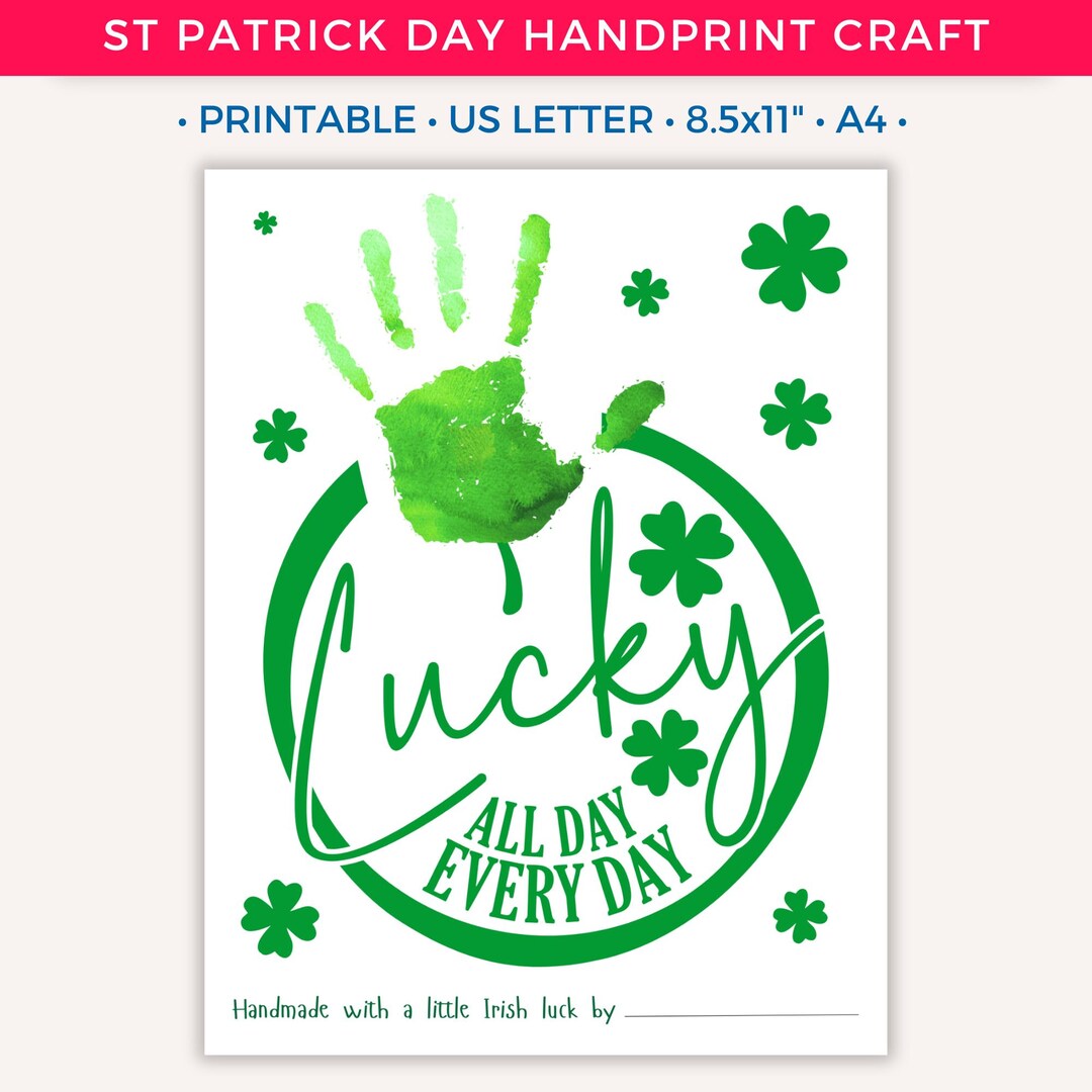 Clover St Patricks Day Handprint Craft, DIY Printable Art for Kids ...