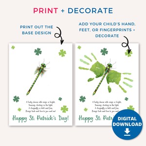 St Patricks Day Handprint Craft, DIY Printable Art for Kids, Toddler ...