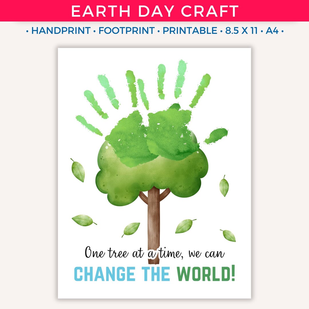Earth Day Handprint Art Craft for Kids Toddlers, Printable Earth Day ...