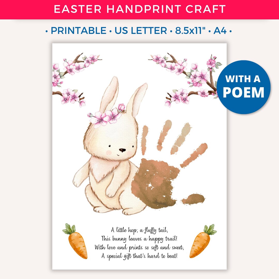 Easter Handprint Craft, Printable Easter Handprint Art for Kids Toddler ...
