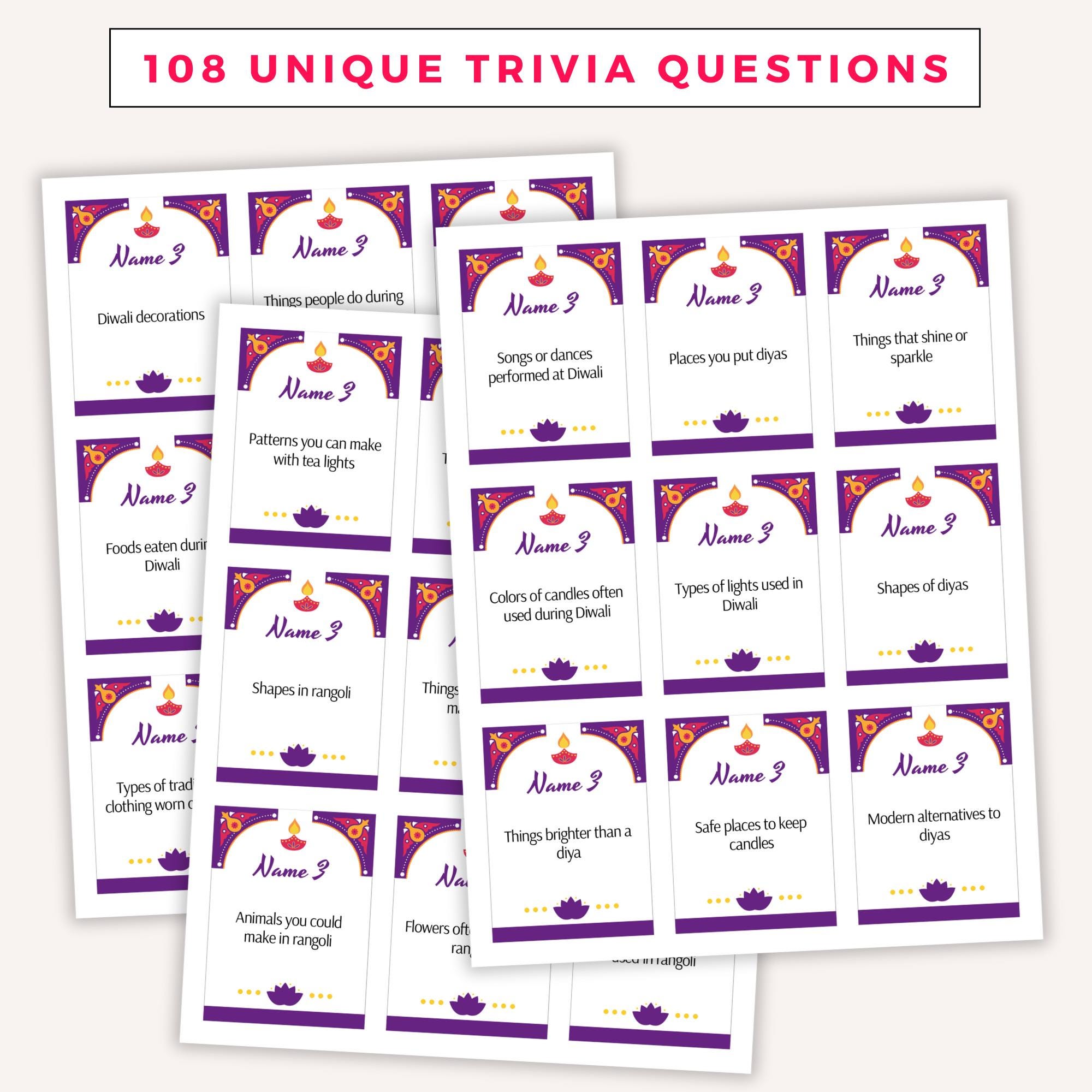 Diwali Trivia Game Printable, Diwali Party Games for Kids Adults, Fun ...