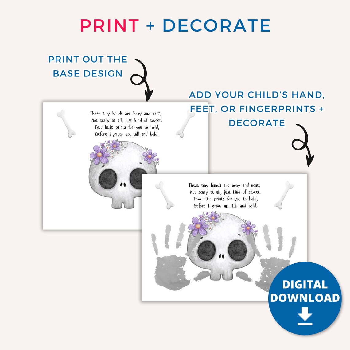 Halloween Handprint Art, Halloween Handprint Craft, Skeleton Handprint ...