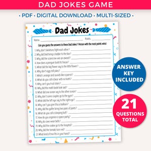 Dad Jokes Baby Shower Game, Dad Jokes Game Printable, Fathers Day ...