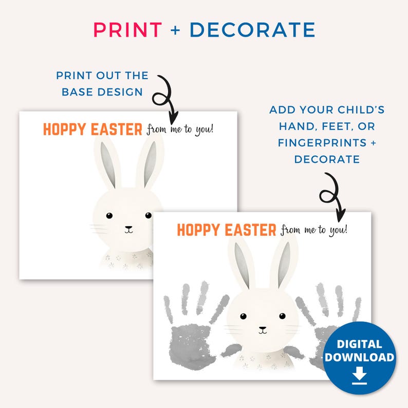Hoppy Easter Handprint Art, DIY Printable Craft for Kids, Toddler ...