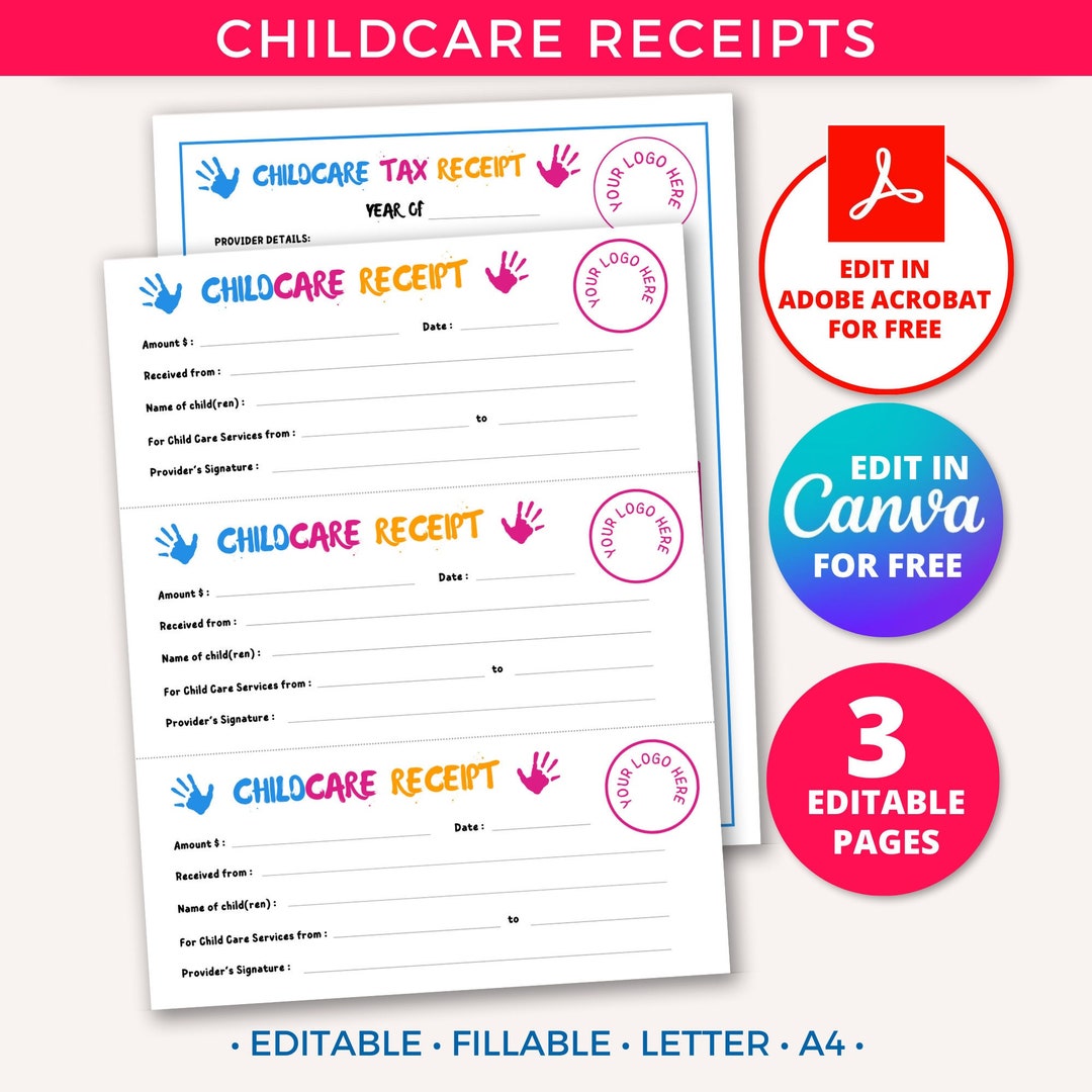 Editable Childcare Receipt Template, in Home Daycare Tax Receipt ...
