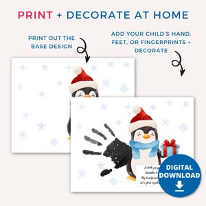 Christmas Penguin Winter Handprint Art, Winter Handprint Craft ...