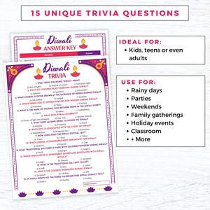 Diwali Trivia Game Printable, Diwali Party Quiz Games for Kids Adults ...