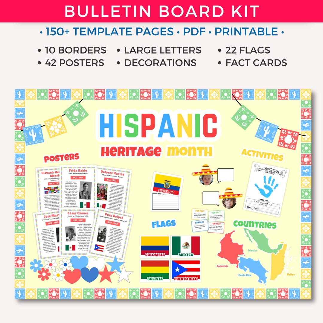 Hispanic Heritage Month Bulletin Board Kit, Hispanic Posters ...