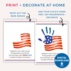 Flag Handprint Craft Printable, Labor Day Handprint Art, Fourth of July ...