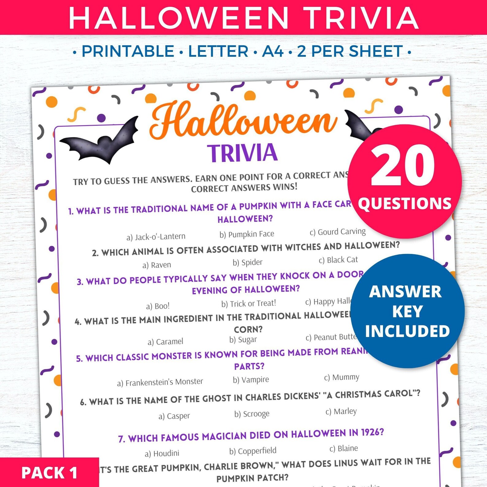 Halloween Trivia Games Fun Printable Halloween Party Games - Etsy