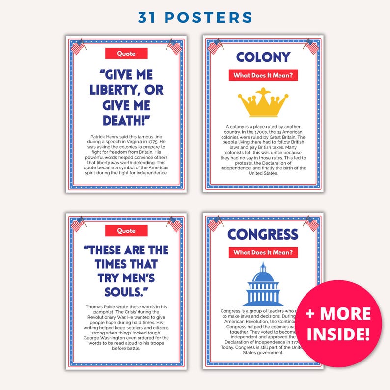 4th of July Posters, Printable Bulletin Board Posters, Educational ...