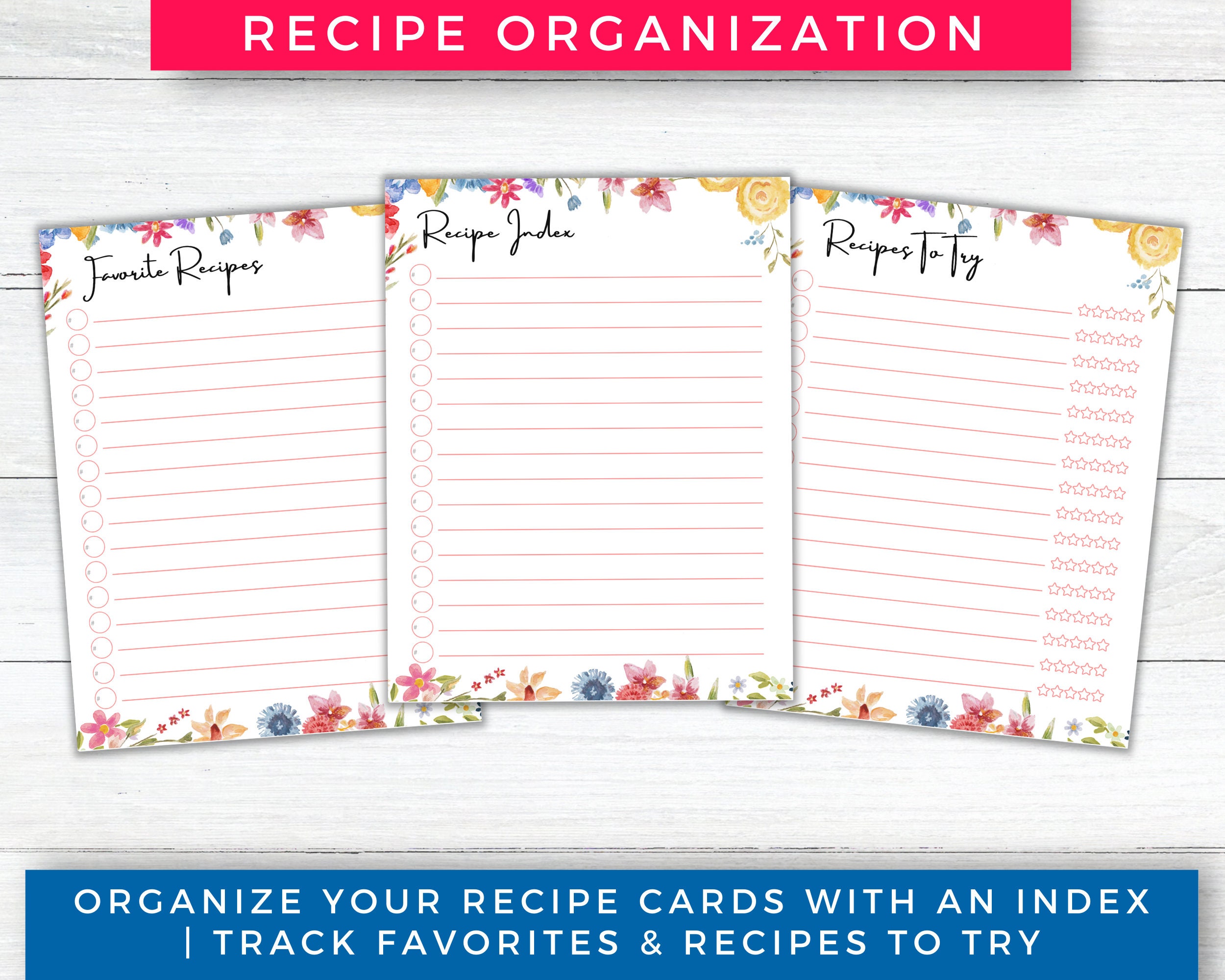 Meal Planner & Recipe Book Printables for Pantry Organization - Etsy