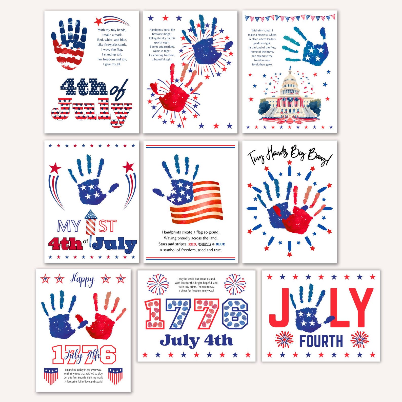 4th of July Handprint Printable Craft, 4th of July Handprint Art ...