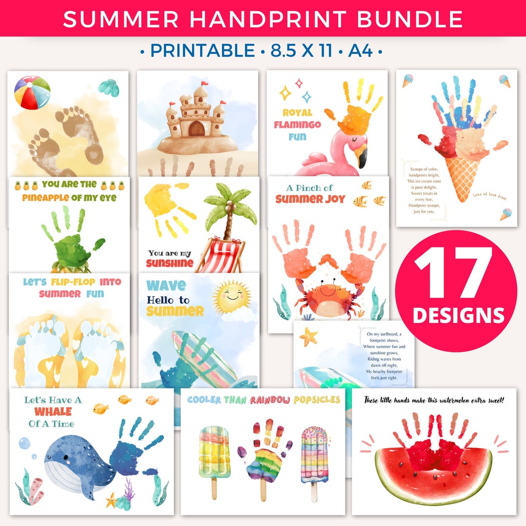 Summer Handprint Craft Bundle, Summer Handprint Art, Summer Crafts ...