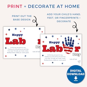 Labor Day Handprint Printable Craft, Labor Day Handprint Art, Patriotic ...