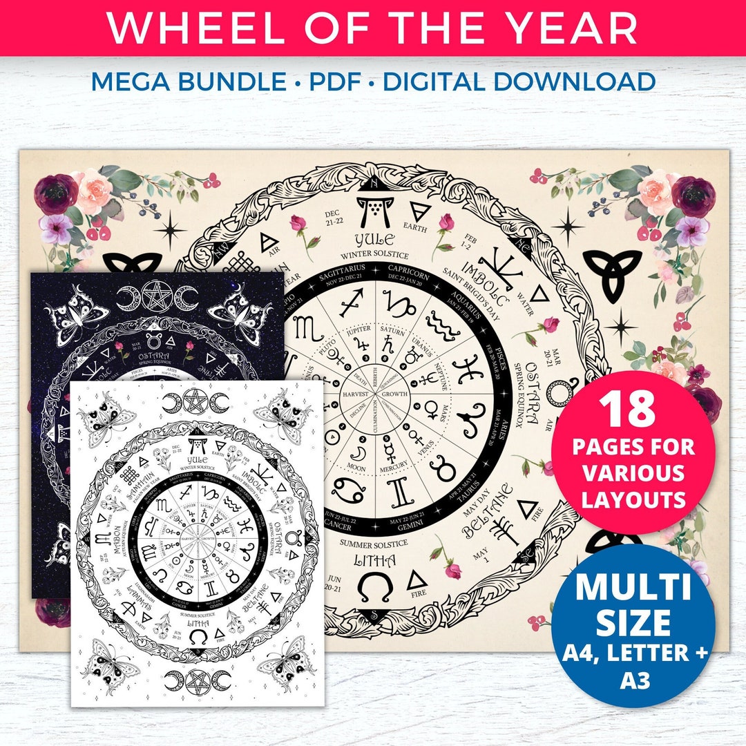 Wheel of the Year Wicca Grimoire Printable Kit, Witch Calendar, Celtic ...