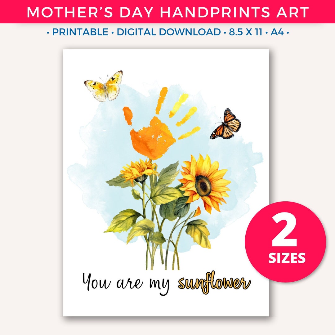 Printable Mothers Day Handprint Art, Footprint Fingerprint Craft Gift ...