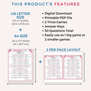 Memorial Day Trivia Game Printable, Memorial Day Party Games for Kids ...