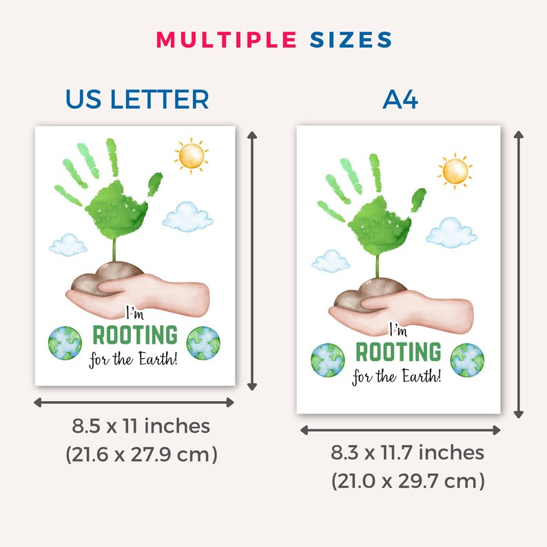 Earth Day Handprint Art Craft, Printable Earth Day Craft Activity for ...