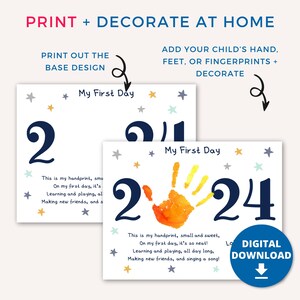 My First Day of School Handprint Printable Craft, Back to School ...