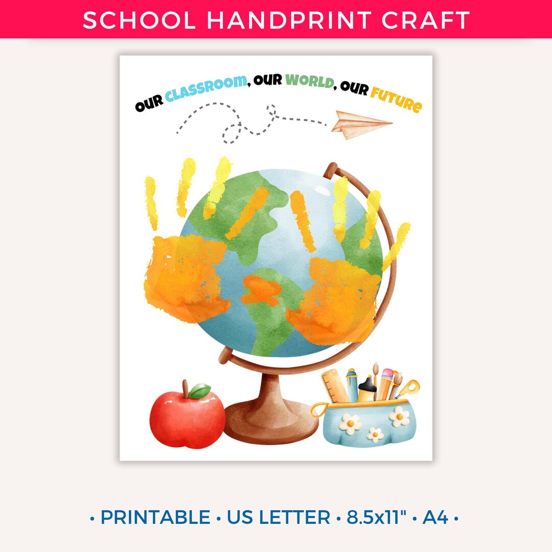 Back to School Handprint Printable Craft, My First Day of School ...